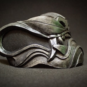 Silver Lion Oni Mask Half Face Samurai Armor - Etsy