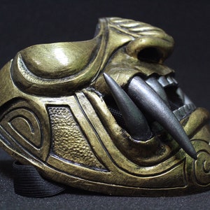 Silver Fang Half Face Gold Demon Assassin Ronin Samurai Mask, Cool ...