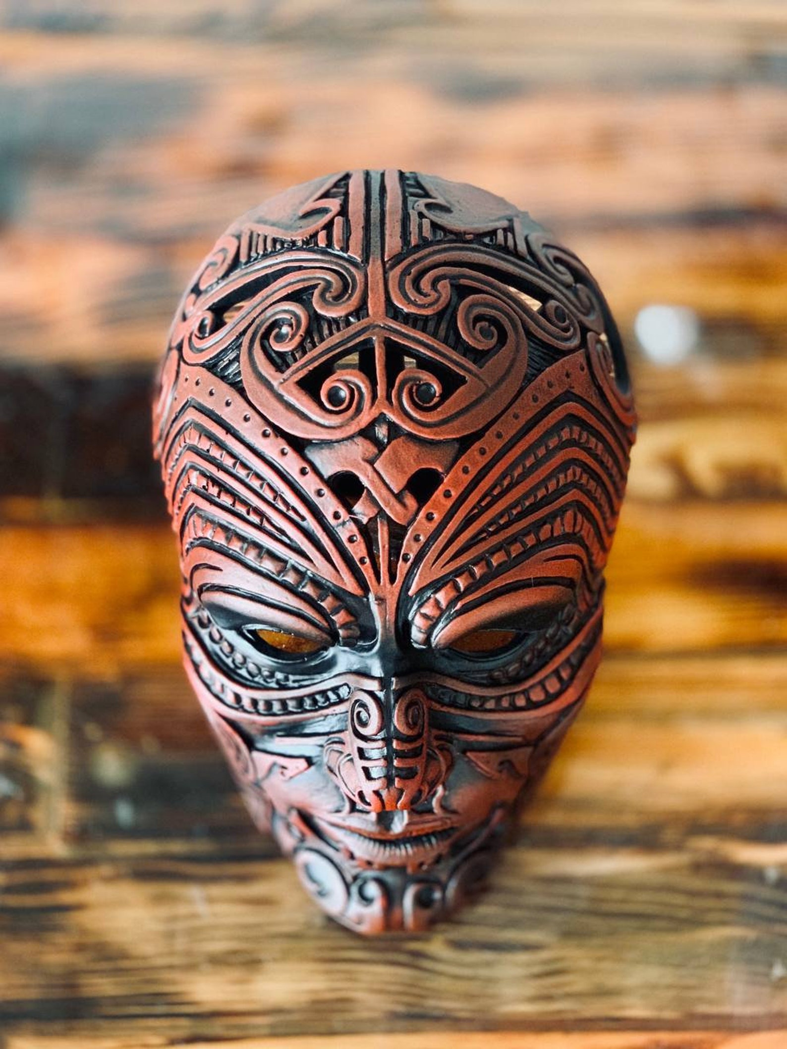 Maori Warrior Face Mask With Full Face Tattoo - Etsy