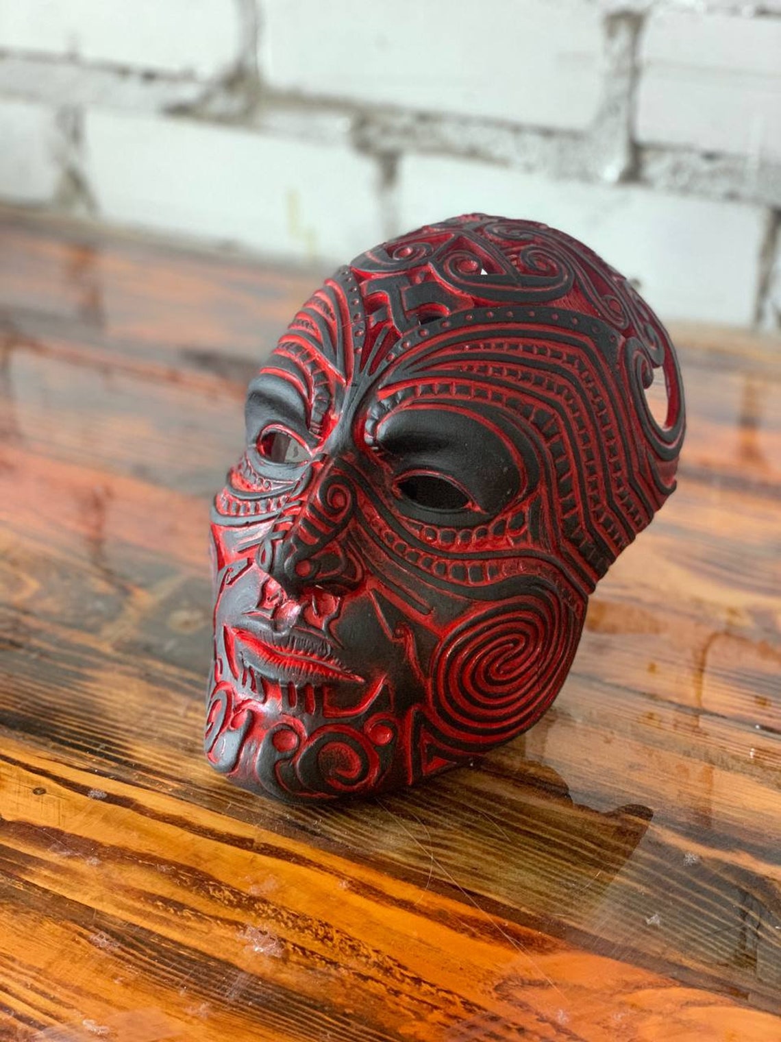 Maori Warrior Face Mask With Full Face Tattoo - Etsy