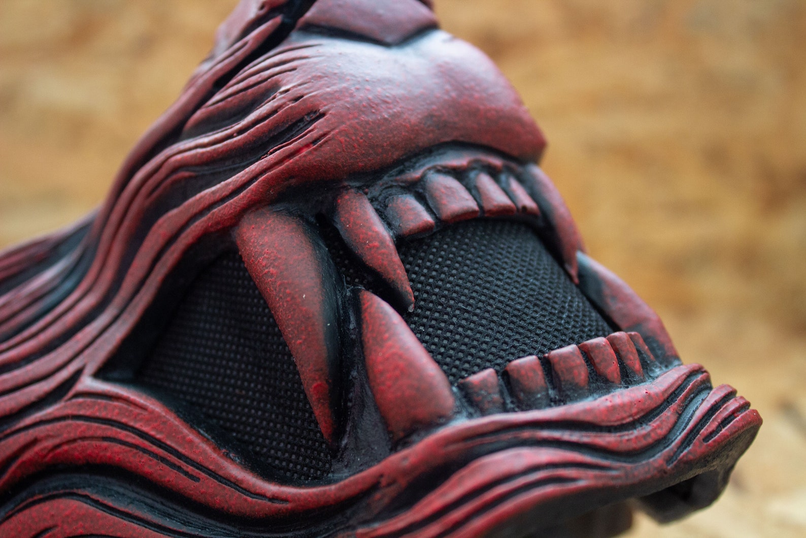 Red Wolf Mask - Fenrir Lower Face Mask, Blood Wolf Cosplay, Demon Beast ...