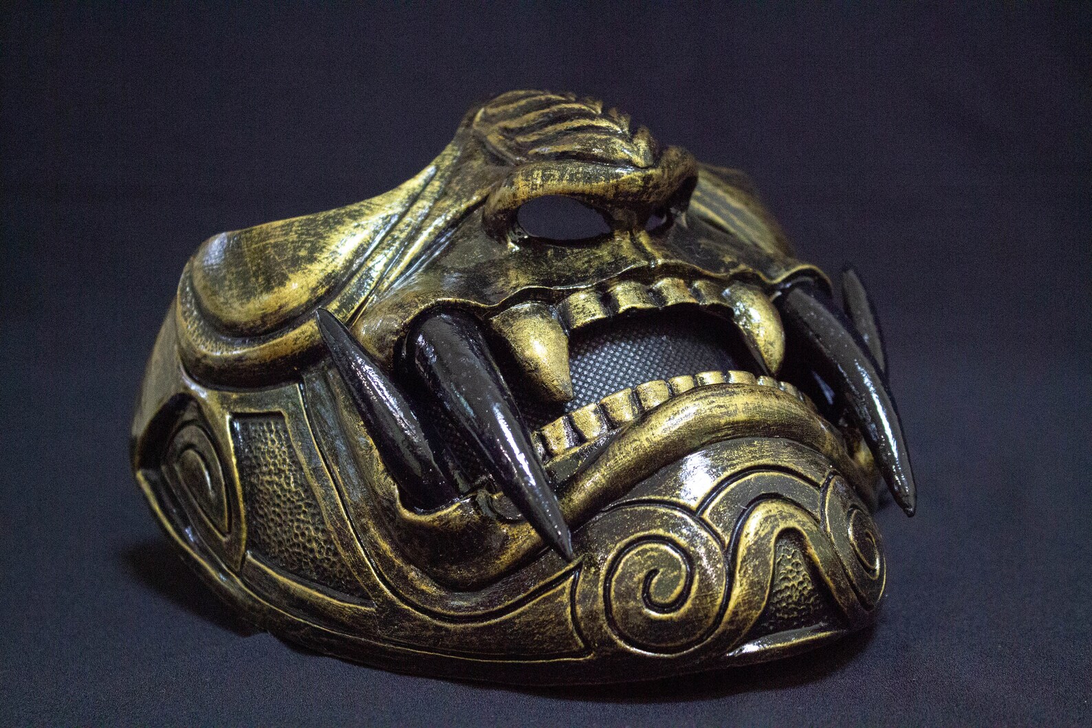Half Face Gold Demon Assassin Ronin Samurai Mask, Cool Baddass Demon ...