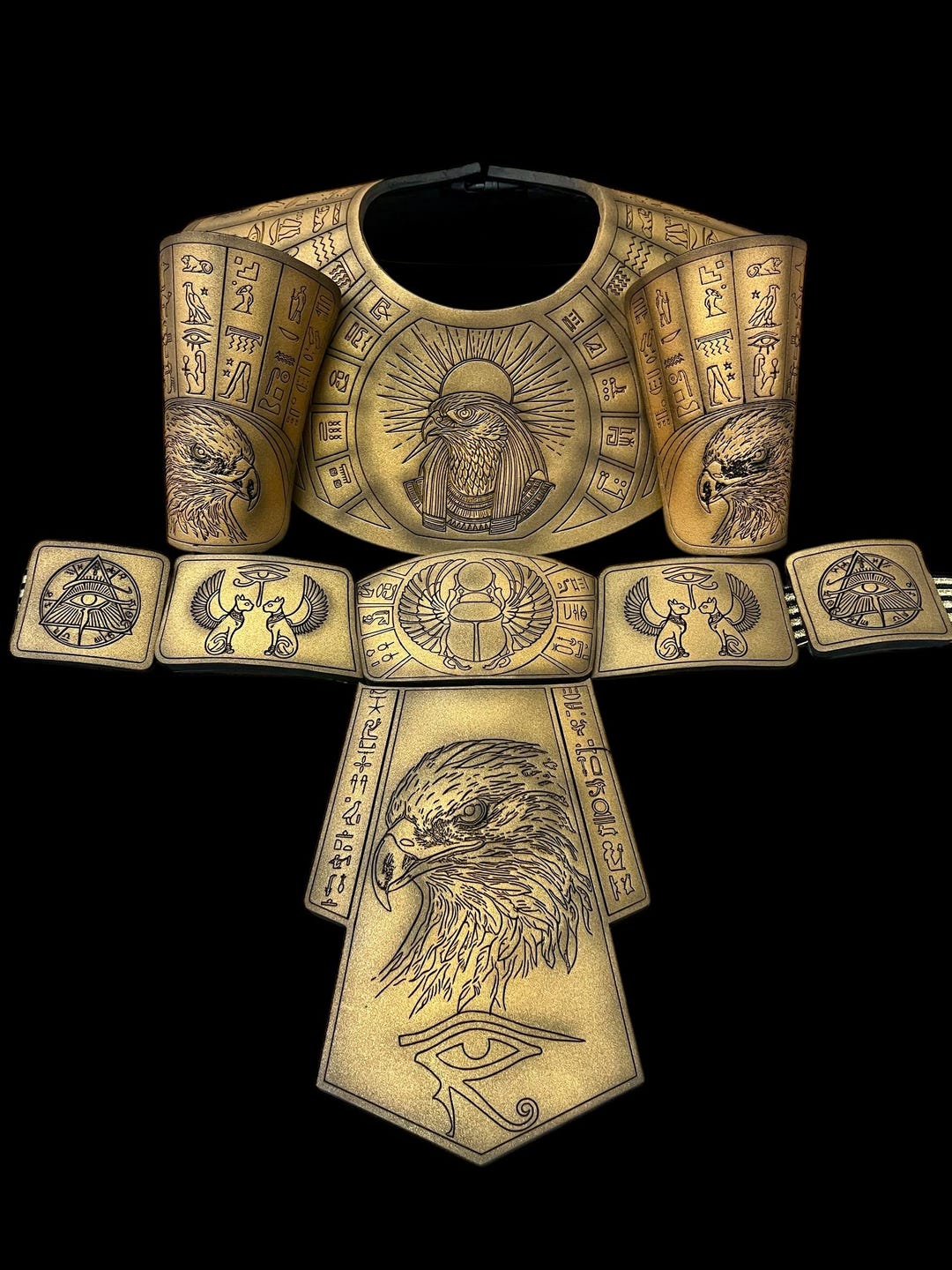 Egyptian God RA Horus Cosplay Costume Set With Falcon and Hieroglyphs ...