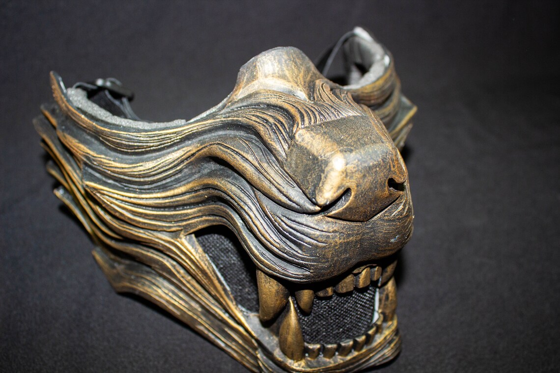 Wolf mask Wolf Oni berserk Menpo Mask Samurai fenrir | Etsy