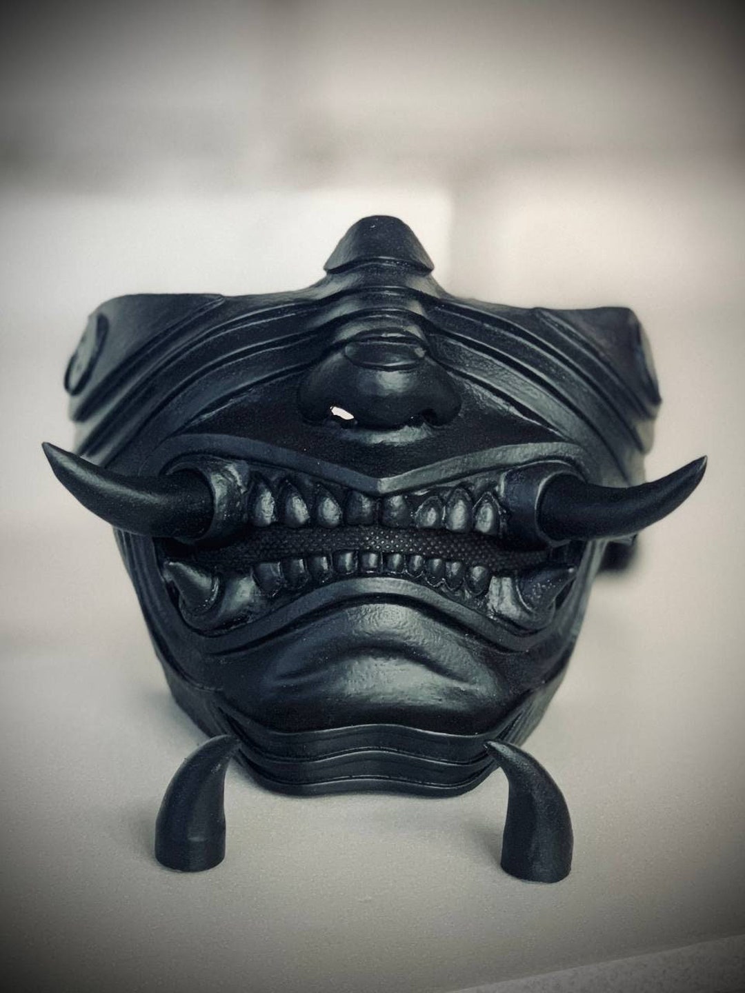 Samurai Mask Black +2 Sets of Fangs. - Etsy