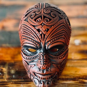 Maori Warrior Face Mask With Full Face Tattoo - Etsy