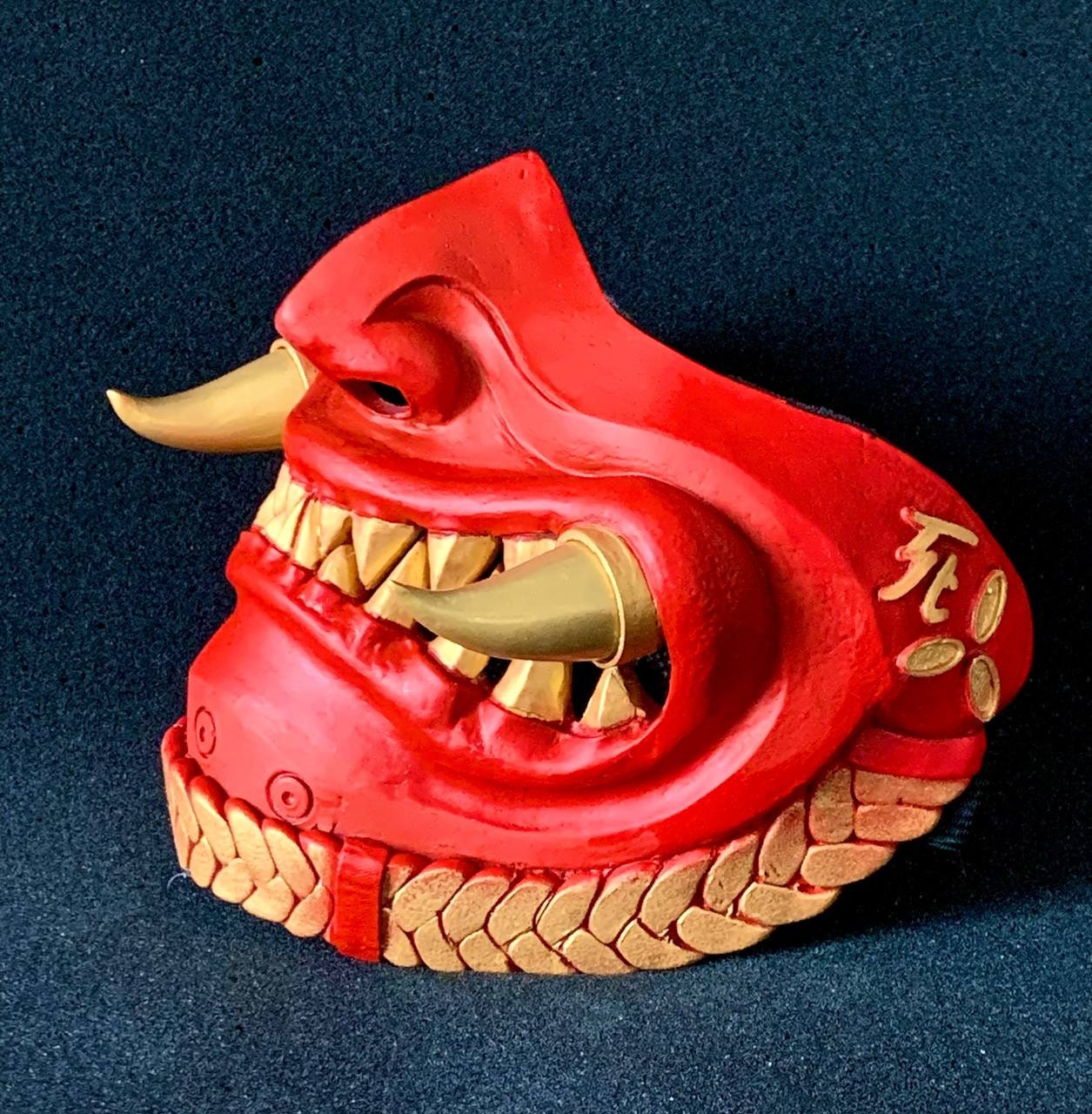 Half Face Samurai Mask Red Viburnum - Etsy