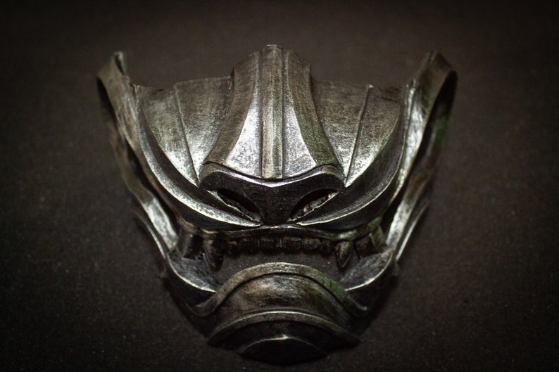Silver Lion Oni Mask Half Face Samurai Armor - Etsy