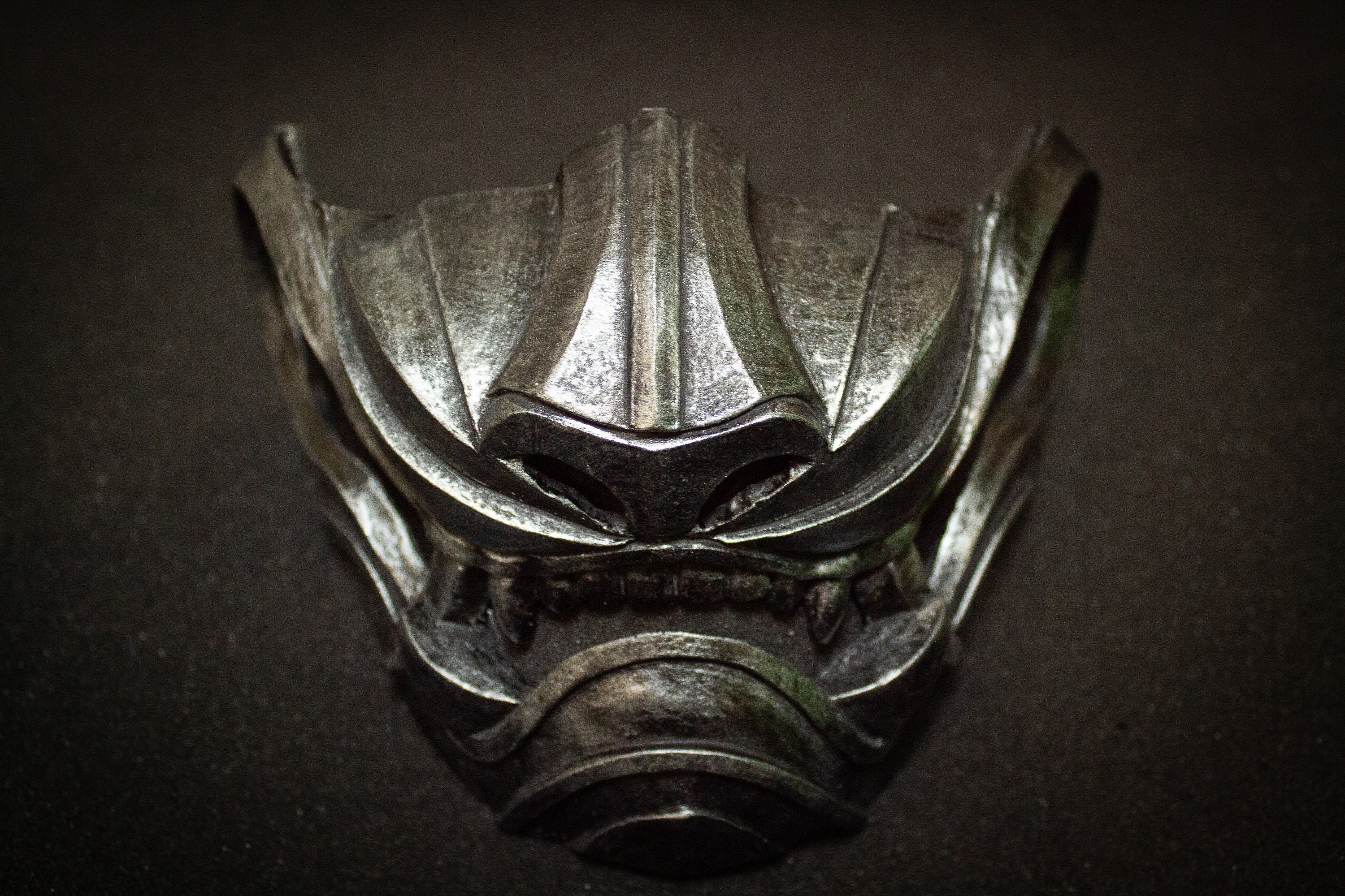 Silver Lion Mask - Shishi Guardian Lower Face Mask, Metallic Silver ...