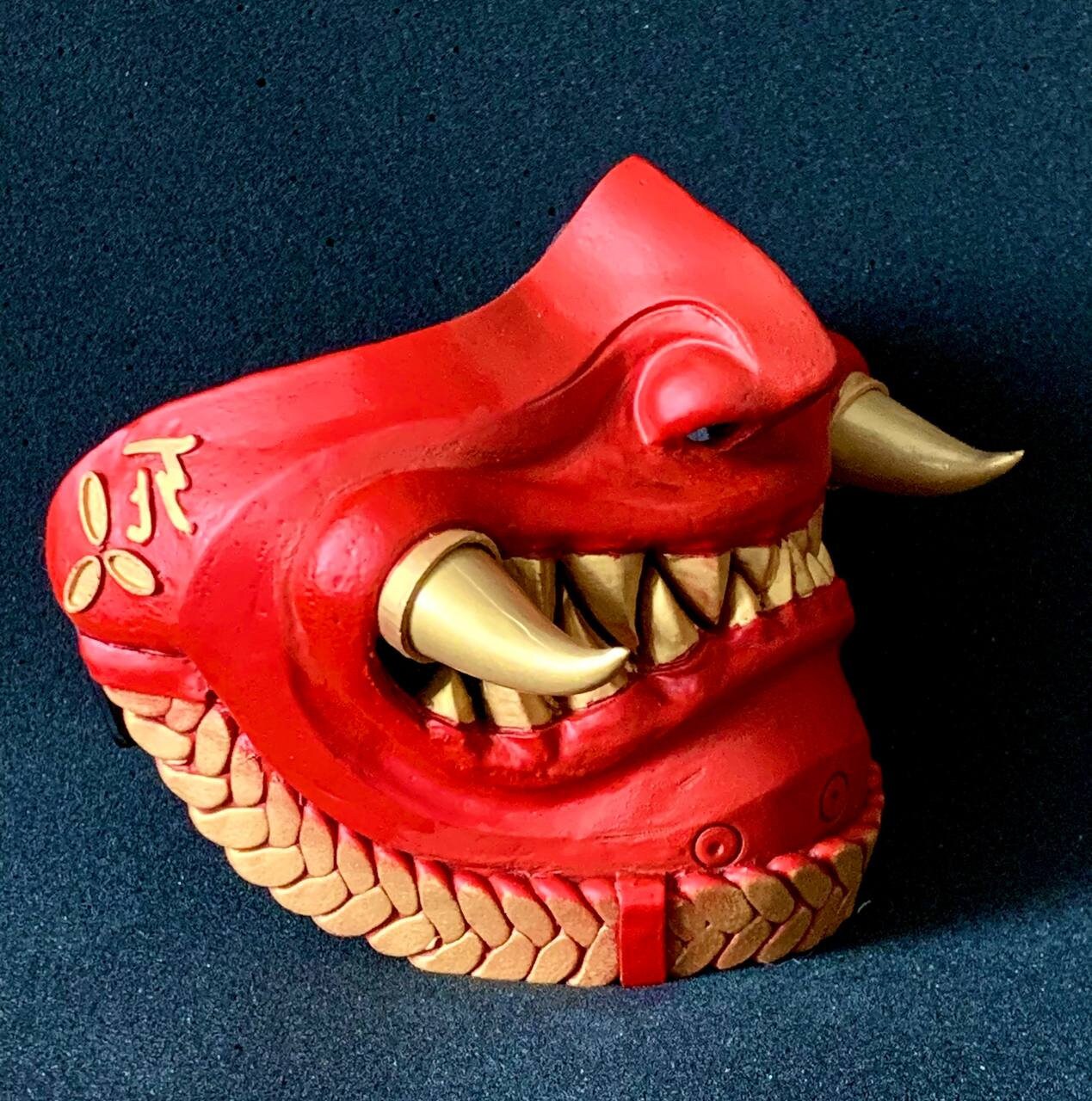 Half Face Samurai Mask Red Viburnum - Etsy