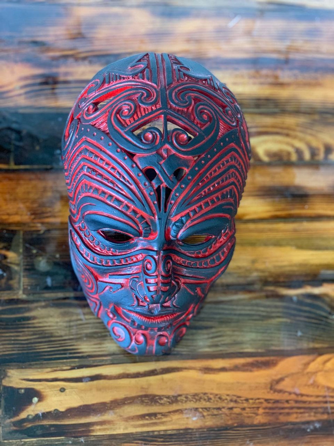 Maori Warrior Face Mask With Full Face Tattoo - Etsy