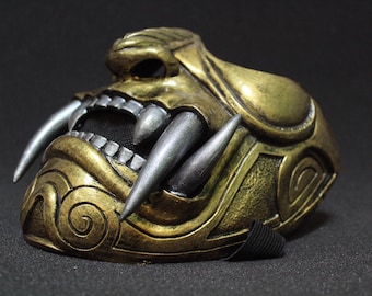 Half Face Red Demon Assassin Ronin Samurai Mask Cool Baddass | Etsy