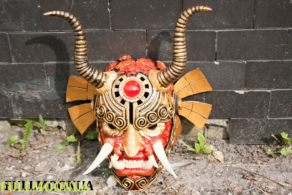 Mask of Deadly Samurai Demon Mask Samurai Armor Cosplay Kabuki - Etsy
