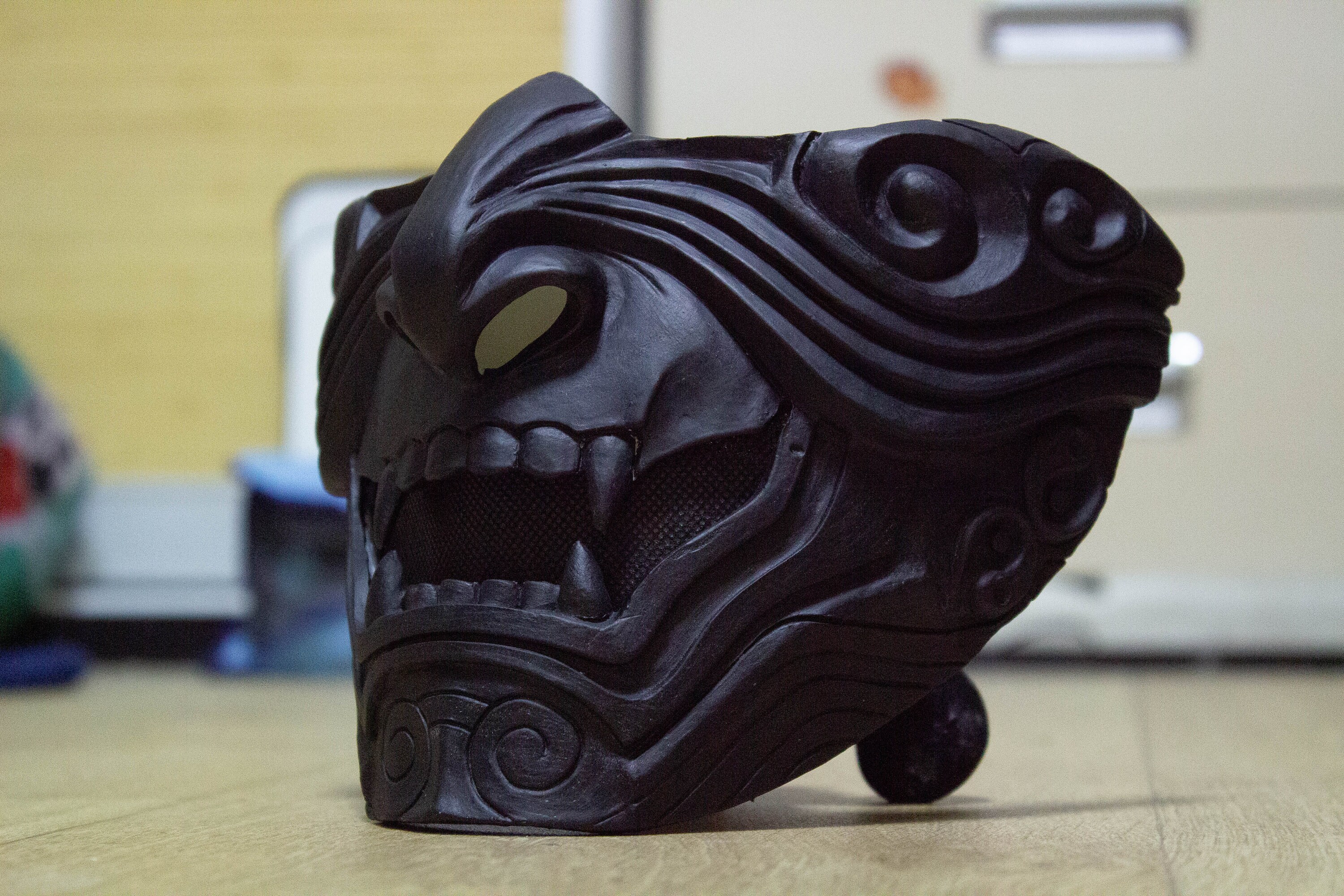 Half Face Samurai Mask Oni Mempo Armor Japanese Black Demon - Etsy UK