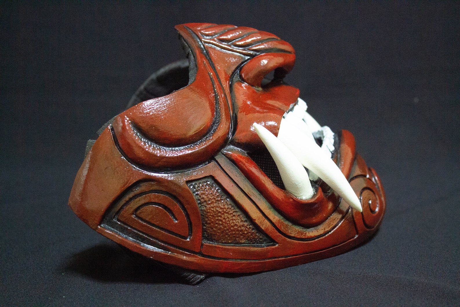 Half Face Red Demon Assassin Ronin Samurai Mask, Cool Baddass Demon Oni ...