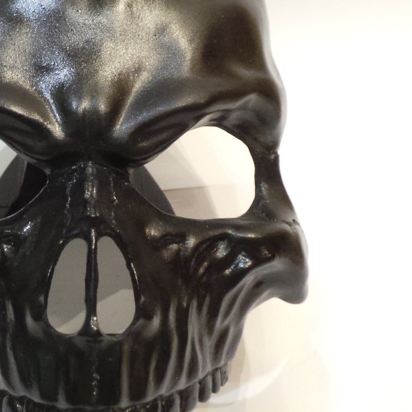 Mask Human Skull Mask Half Face Matte Black Uniform for - Etsy