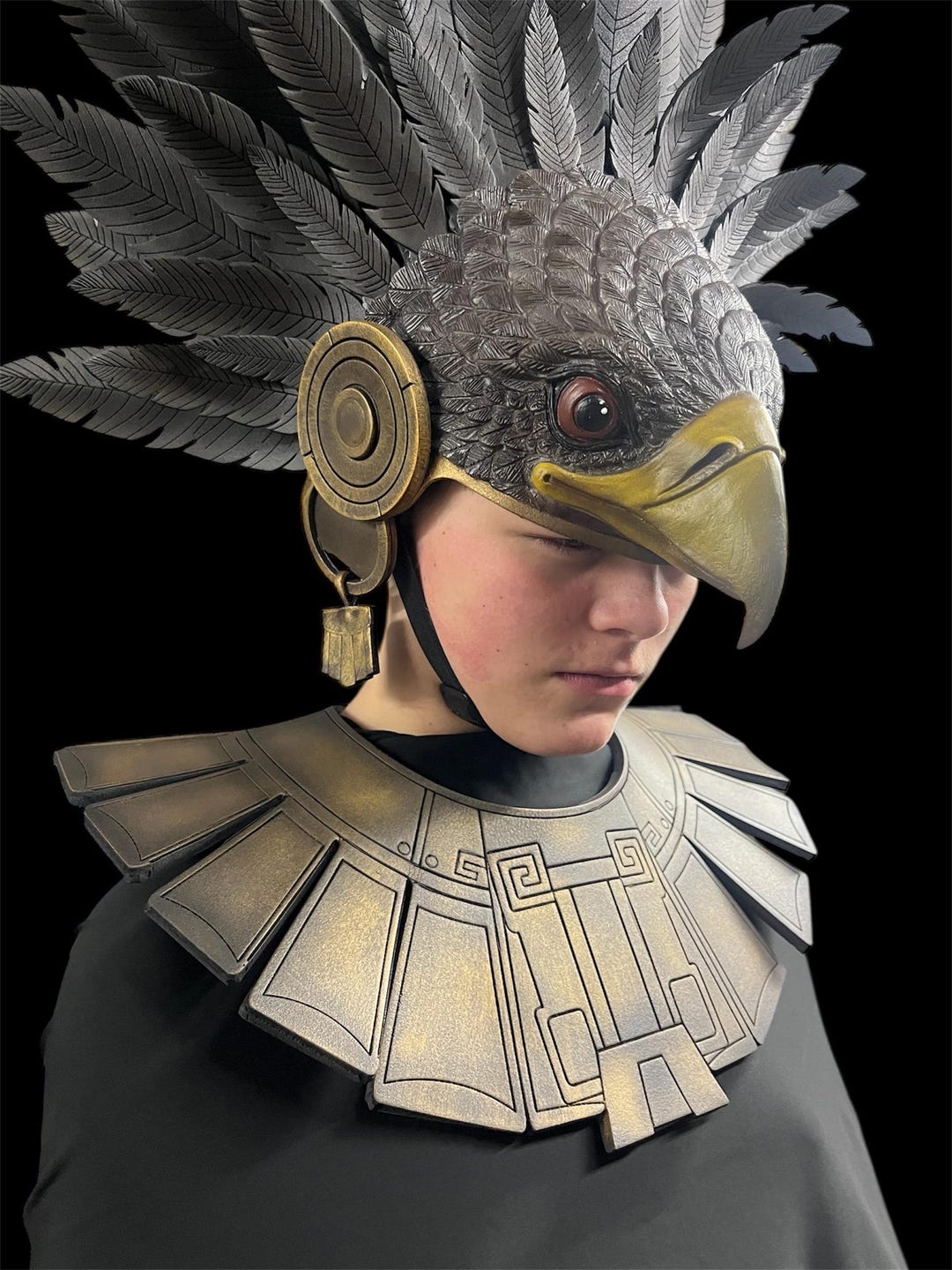 Aztec Eagle Warrior Mask, Hand-engraved Mayan Knight Helmet for Cosplay ...