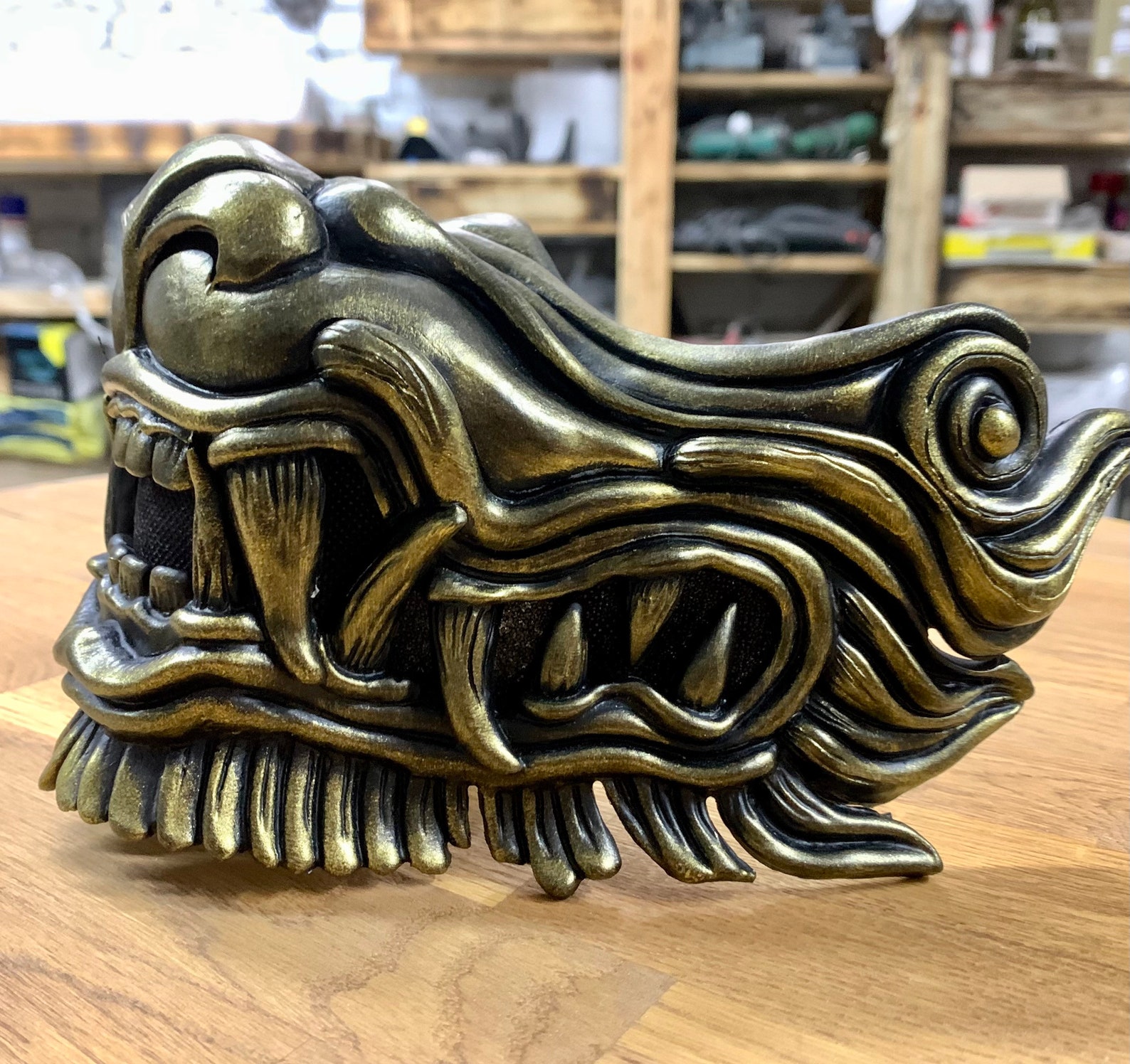 Mask Dragon Gold Samurai | Etsy