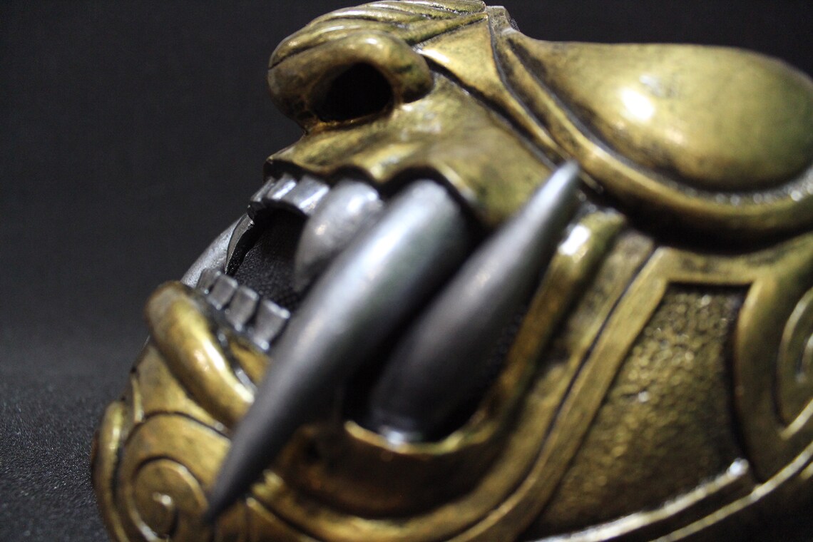 Silver Fang Half Face Gold Demon Assassin Ronin Samurai Mask, Cool ...