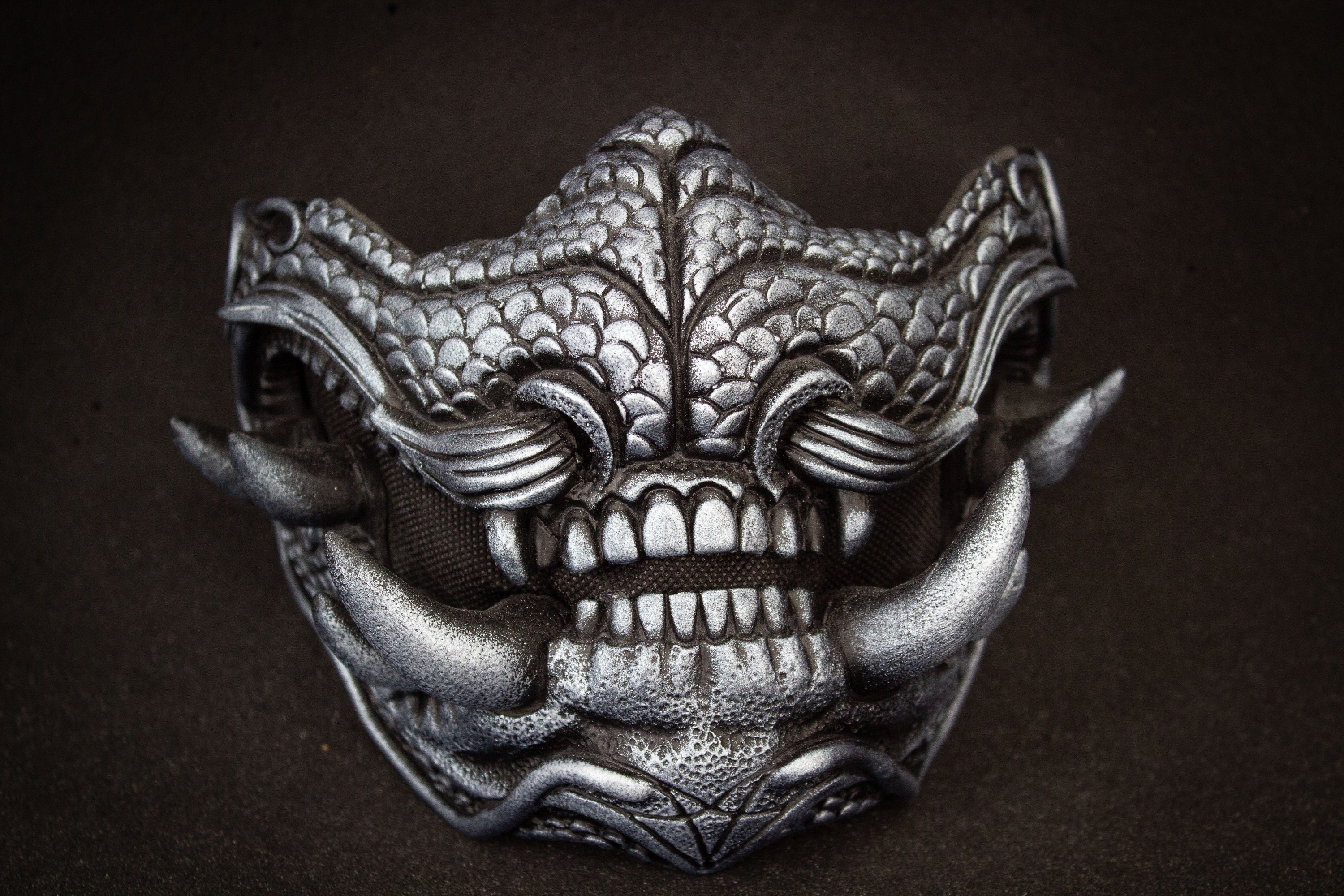 Silver dragon yakuza. Samurai mask. silver | Etsy