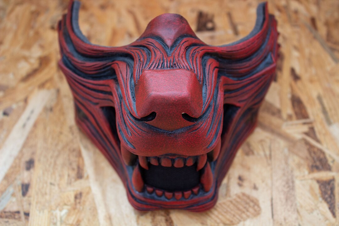 Red Wolf Mask - Fenrir Lower Face Mask, Blood Wolf Cosplay, Demon Beast ...