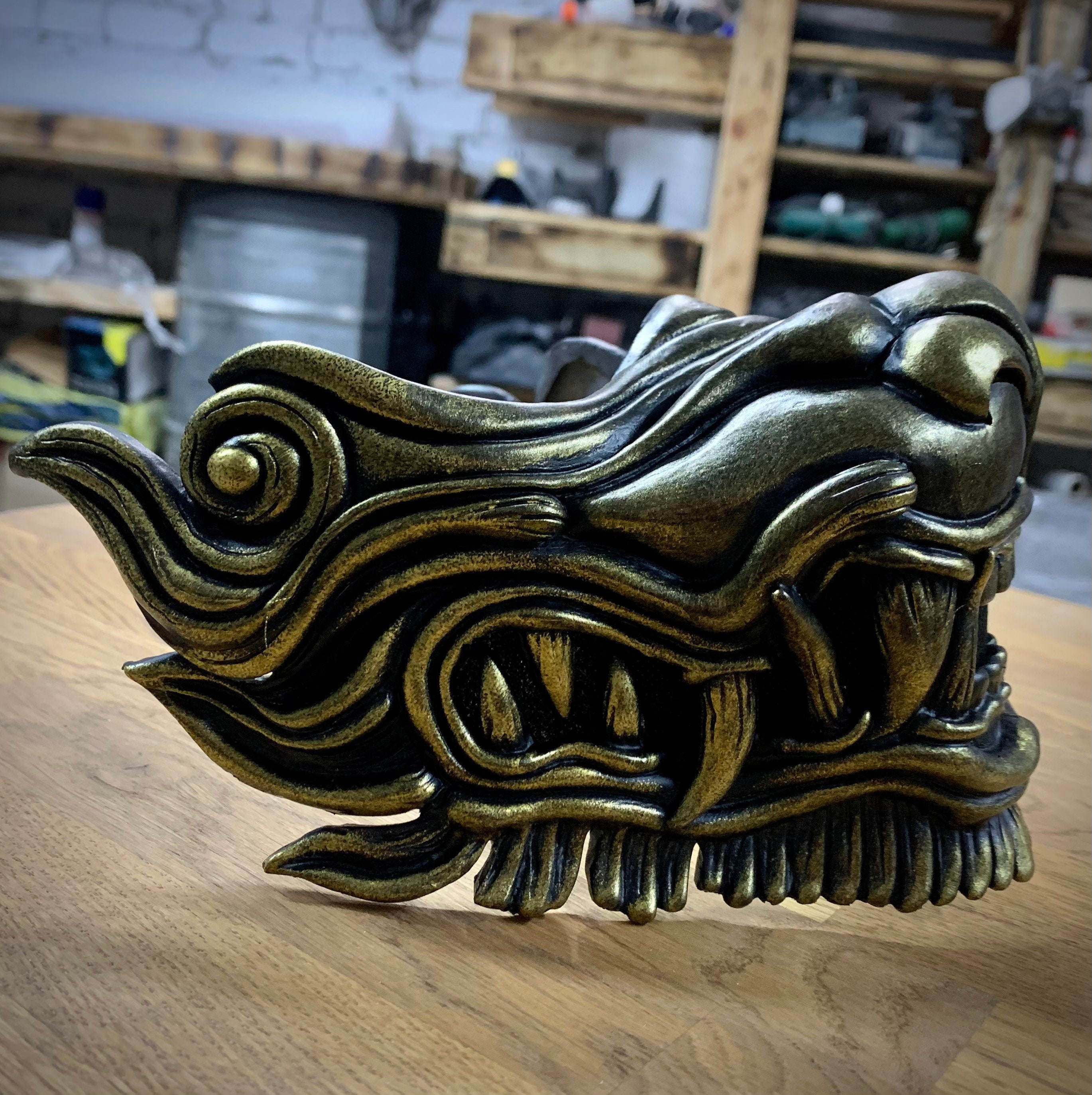 Mask Dragon Gold Samurai | Etsy