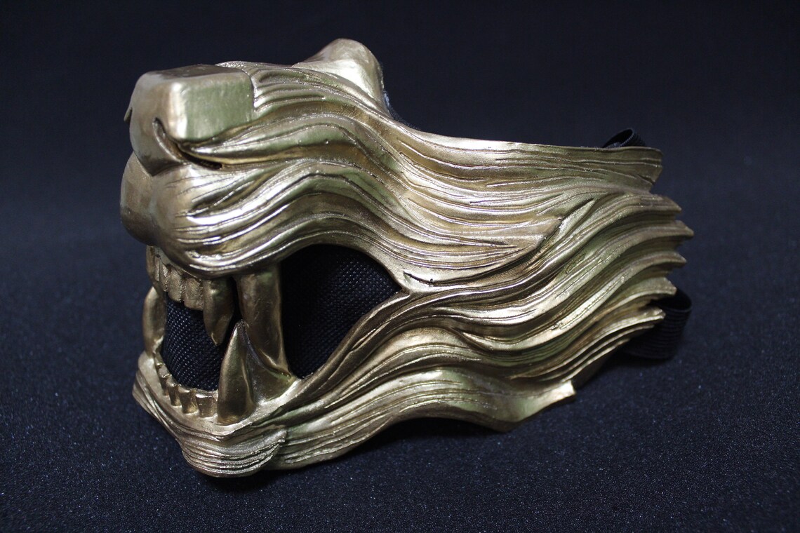 Wolf mask GOLD Wolf Oni berserk Menpo Mask Samurai fenrir | Etsy