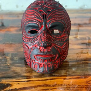 Maori Warrior Face Mask With Full Face Tattoo - Etsy