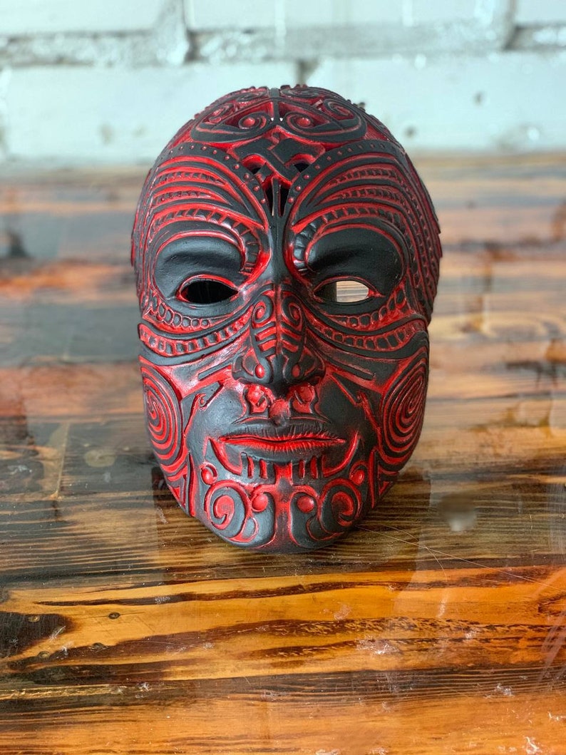 Maori Warrior Face Mask With Full Face Tattoo - Etsy