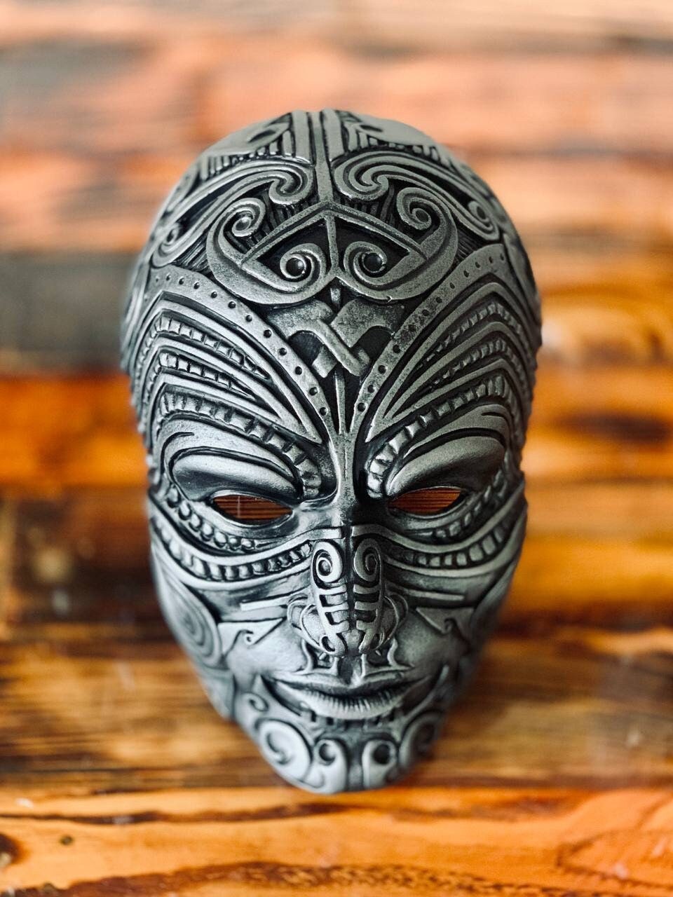 Maori Warrior Face Mask With Full Face Tattoo | Etsy