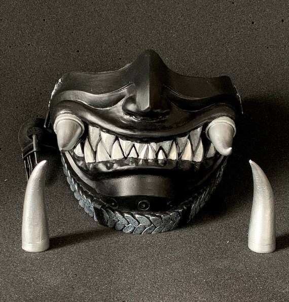 Half Face Samurai Mask Black Water | Etsy
