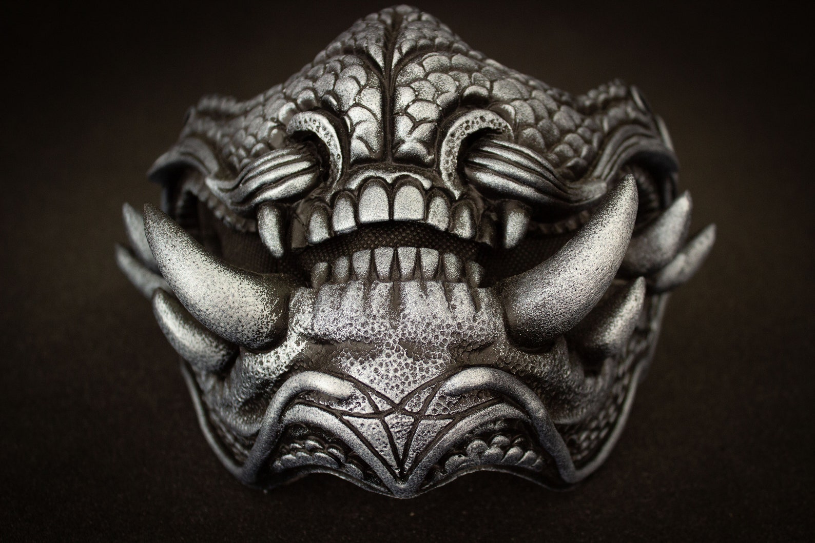 Silver dragon yakuza. Samurai mask. silver | Etsy