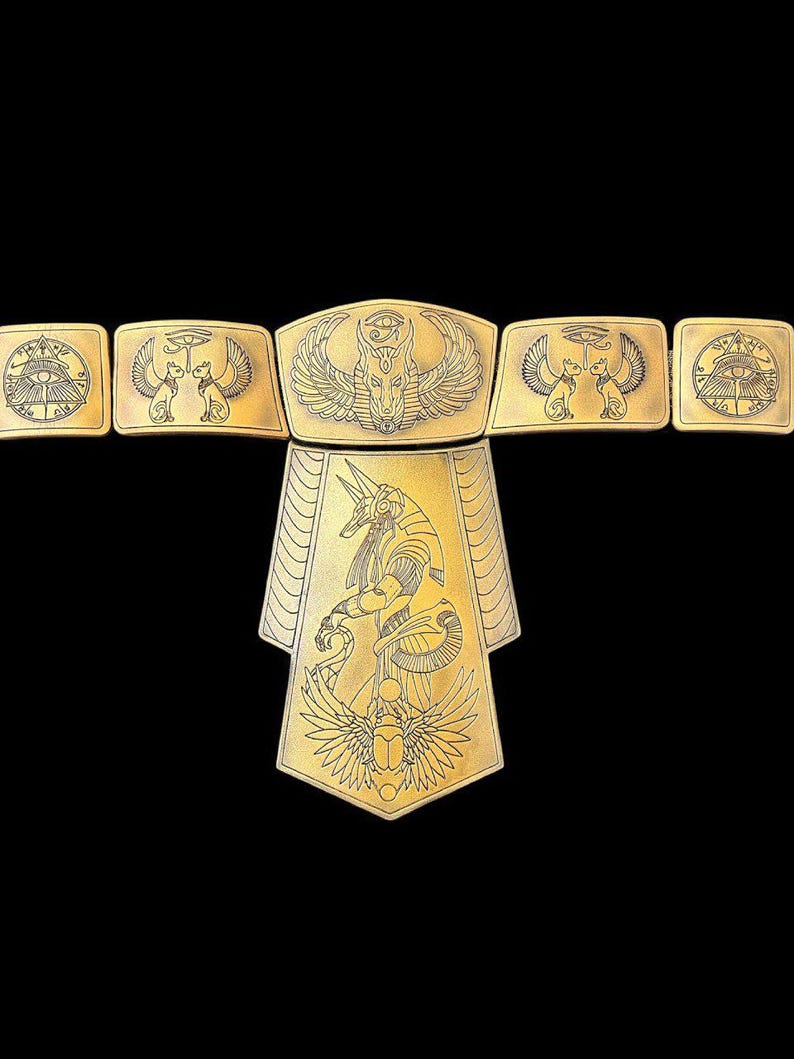 Anubis Warrior Belt, Ancient Egyptian God of Death Waist Armor, Black ...
