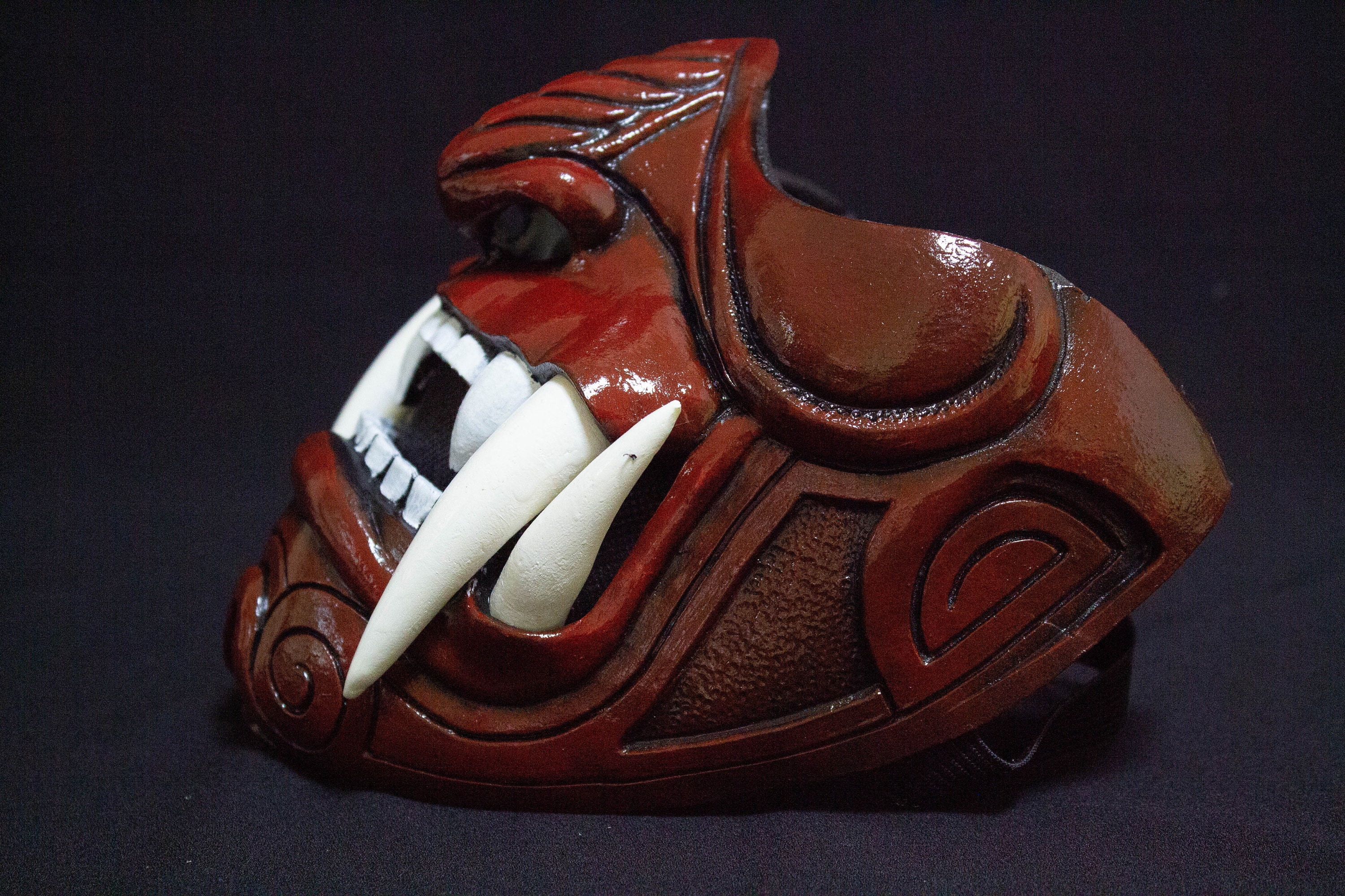 Half Face Red Demon Assassin Ronin Samurai Mask Cool Baddass | Etsy