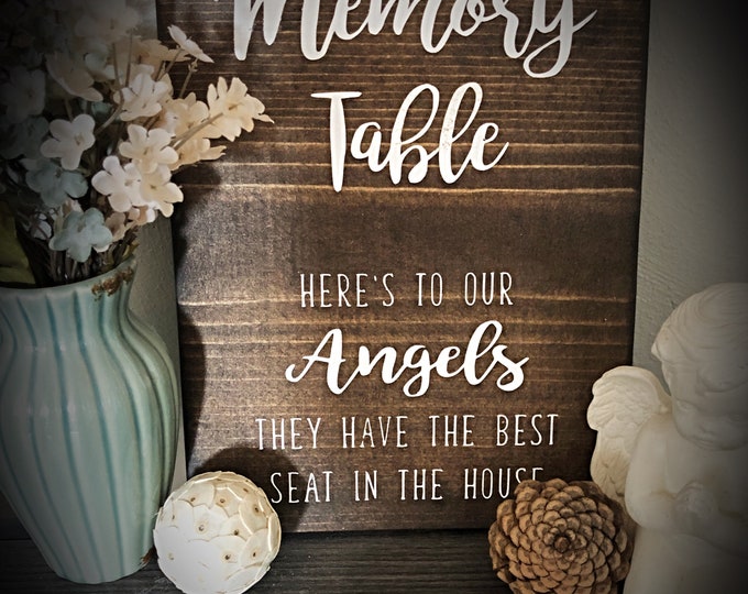Memory Table Wedding Sign, Memory Sign, Here's to Our Angels They Have ...