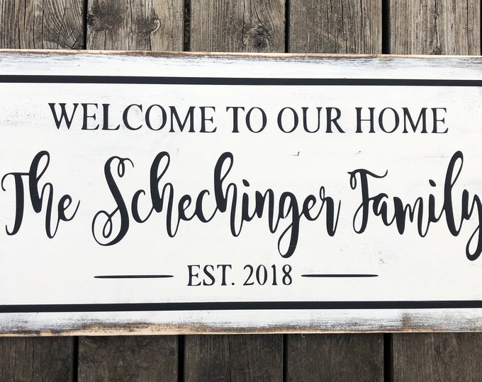 Welcome to Our Home Customized Family Name Sign With Est. Date, Welcome ...