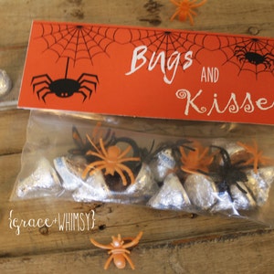 Bugs and Kisses Halloween treat bag topper printable | Etsy