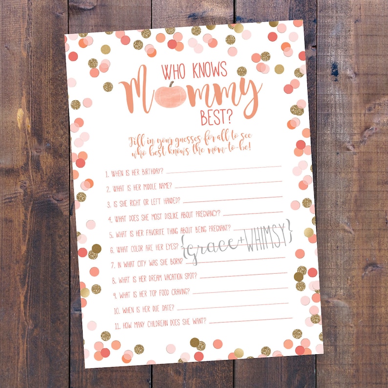 Who Knows Mommy Best Baby Shower Game digital File - Etsy