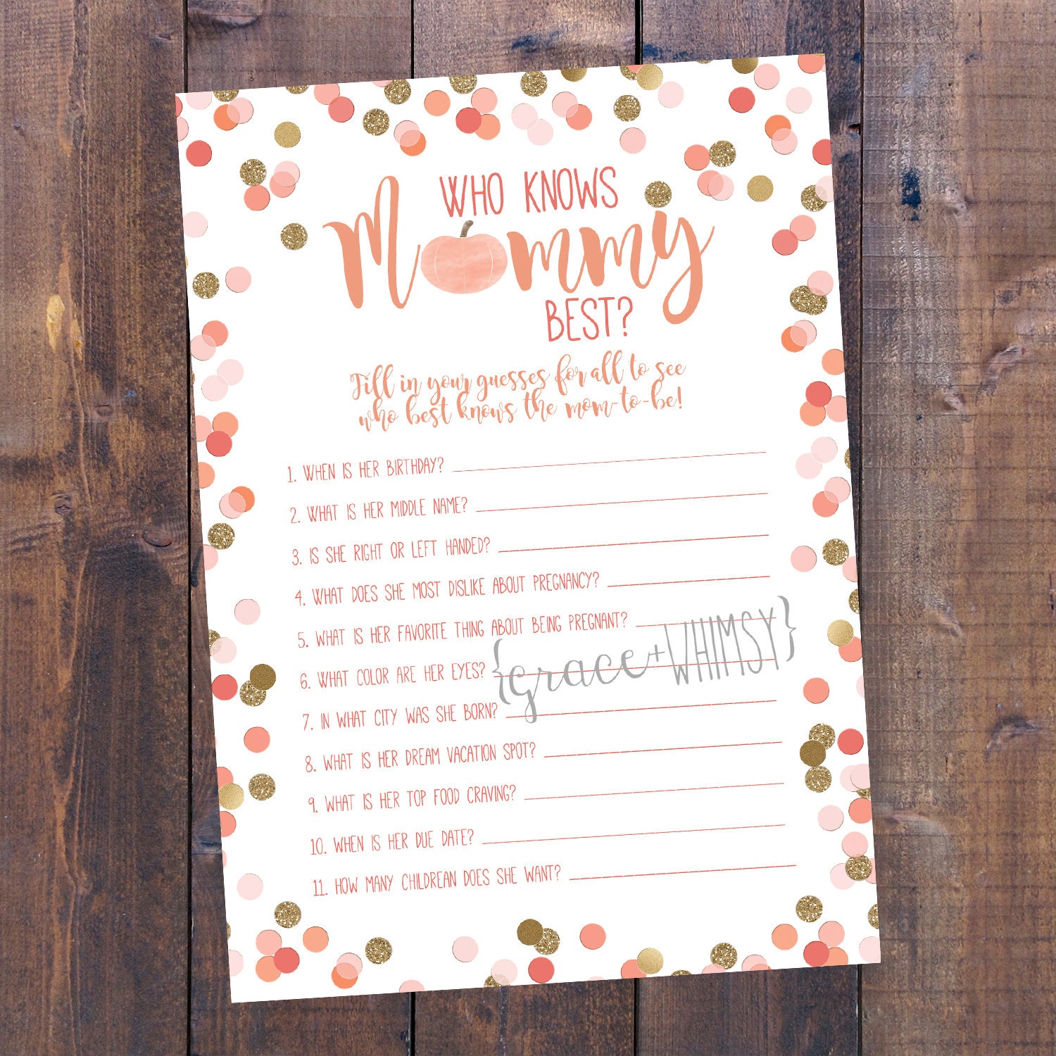 Who Knows Mommy Best Baby Shower Game digital File - Etsy