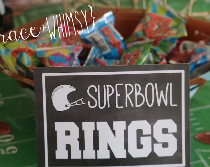 Football Party Sign - Super Bowl Rings {digital} - Etsy