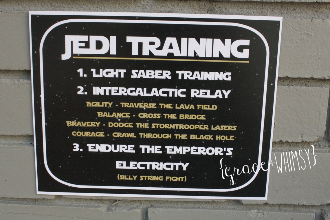 Jedi Training Star Wars Party Sign - Etsy