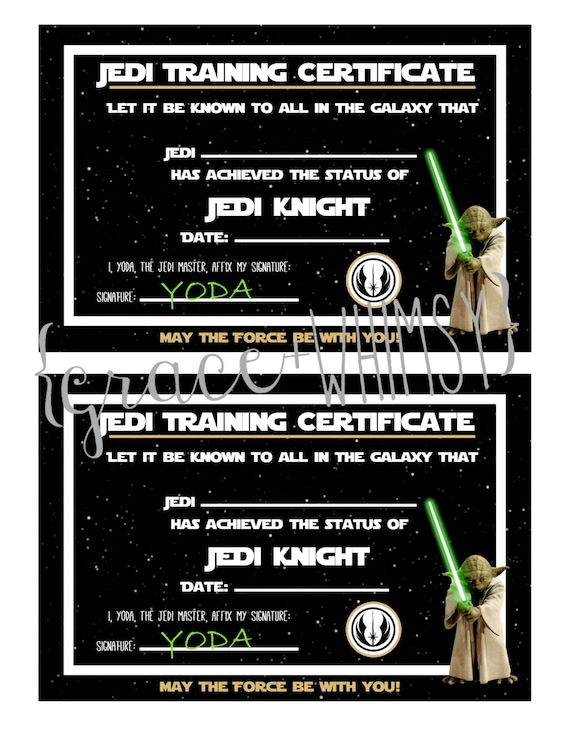 Star Wars Jedi Certificate Template Free