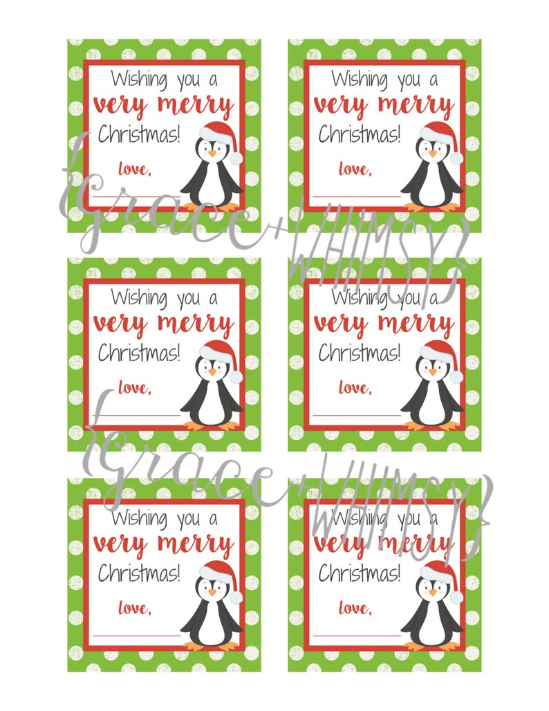 Cute Penguin Christmas Gift Tags {printable} - Etsy