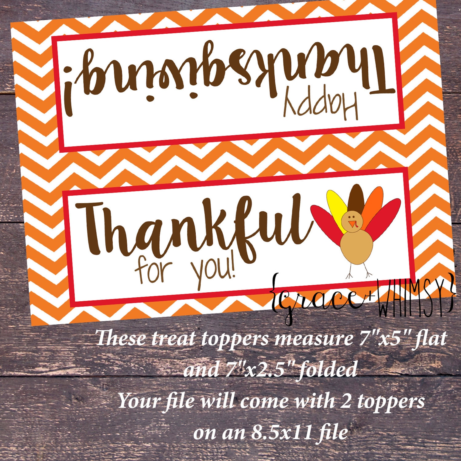 Turkey Thankful for You Treat Bag Topper {digital File} - Etsy