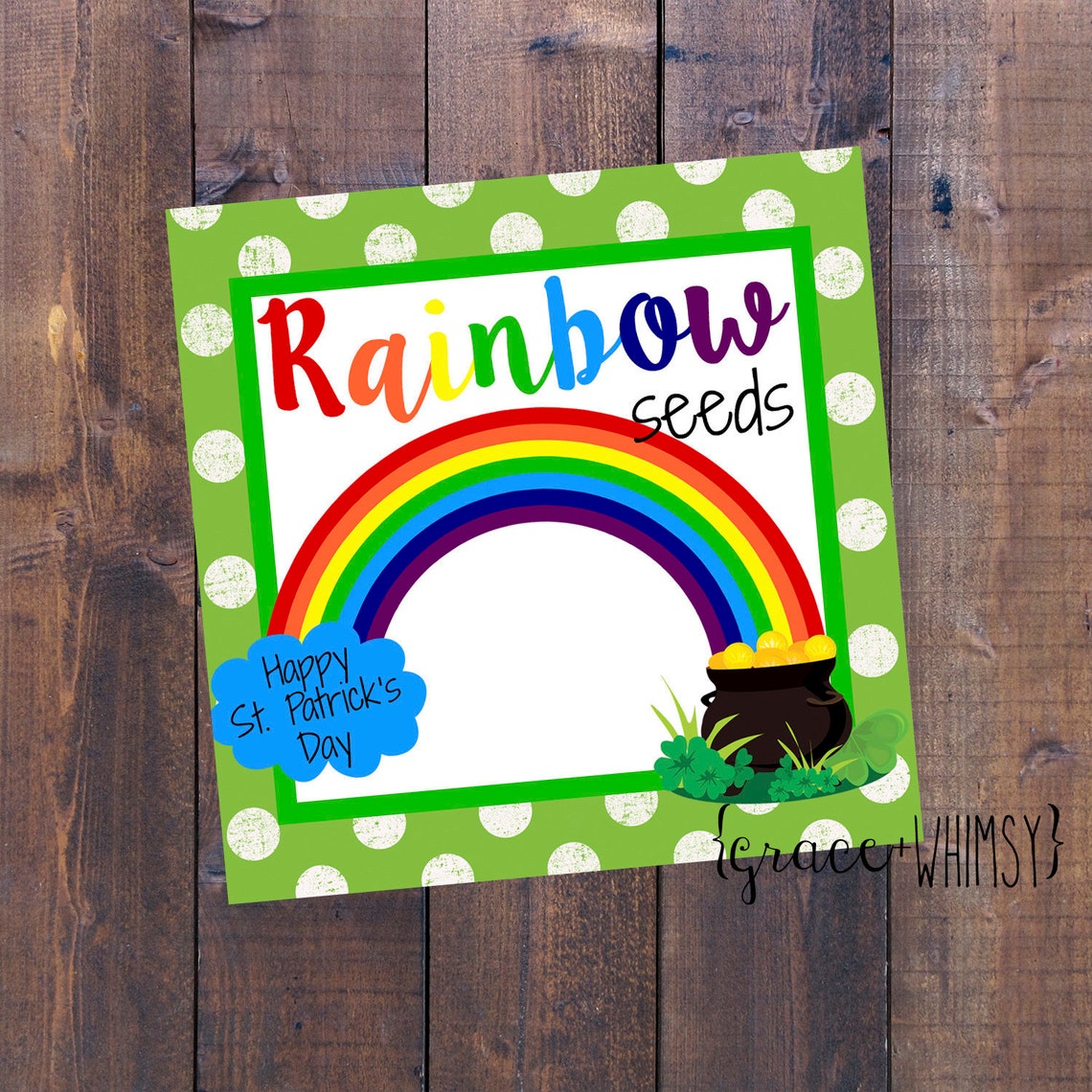 Rainbow Seeds St. Patrick's Day Treat Tag digital / Printable - Etsy