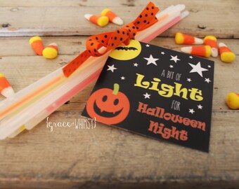 Printable A Little Light for Halloween Night Glow Stick Gift Tags for ...
