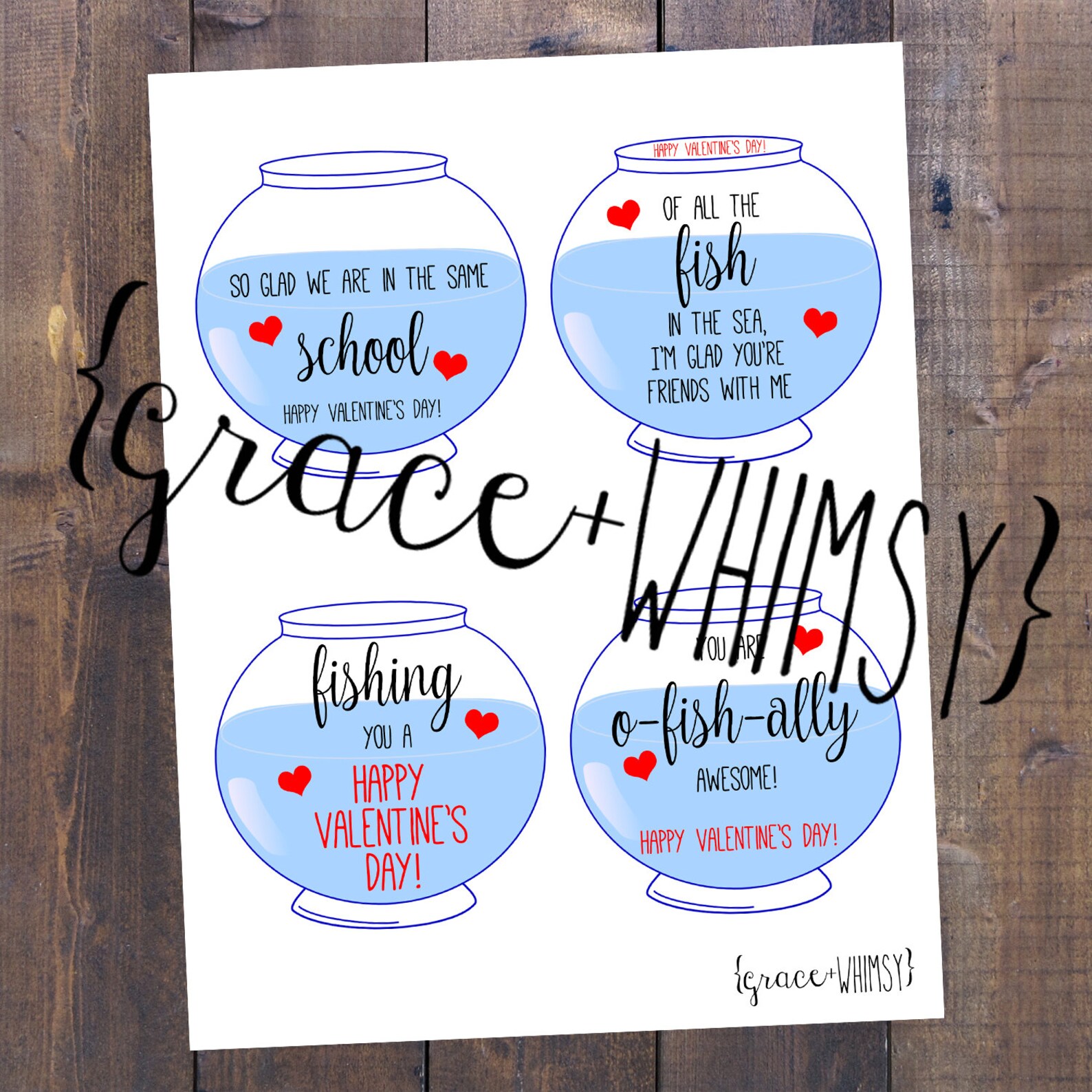 Fish Bowl Valentine Cards - Etsy