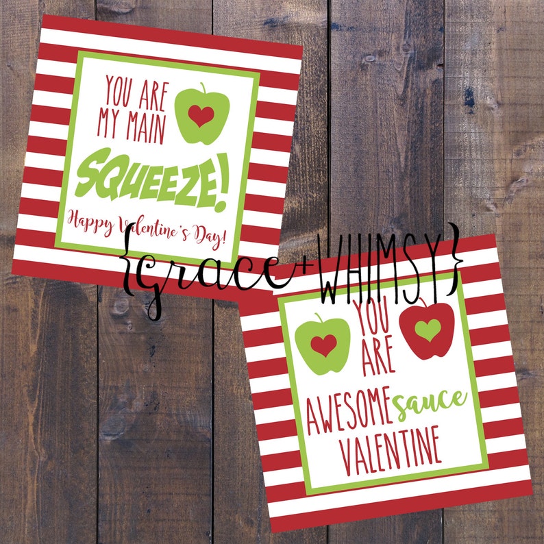 Applesauce Valentine Cards {digital, Printable} - Etsy