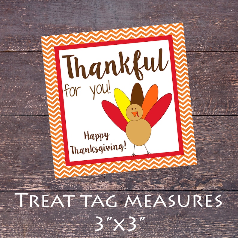 Turkey Thankful for You Treat Tags - Etsy