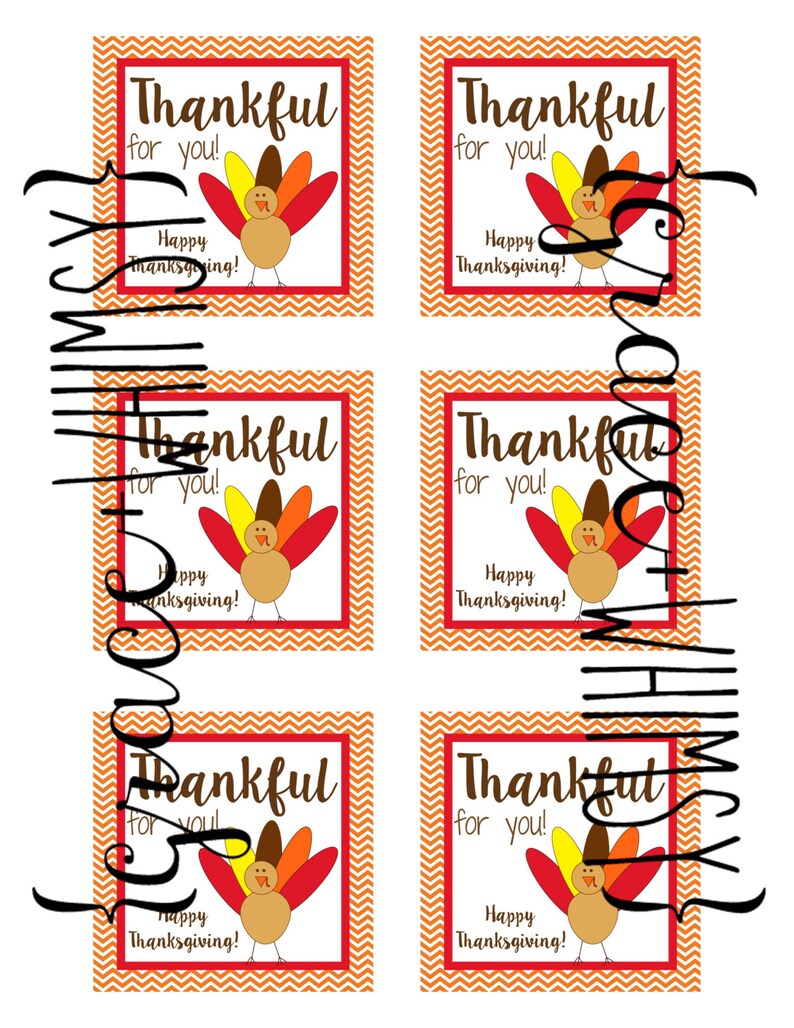 Turkey Thankful for You Treat Tags - Etsy
